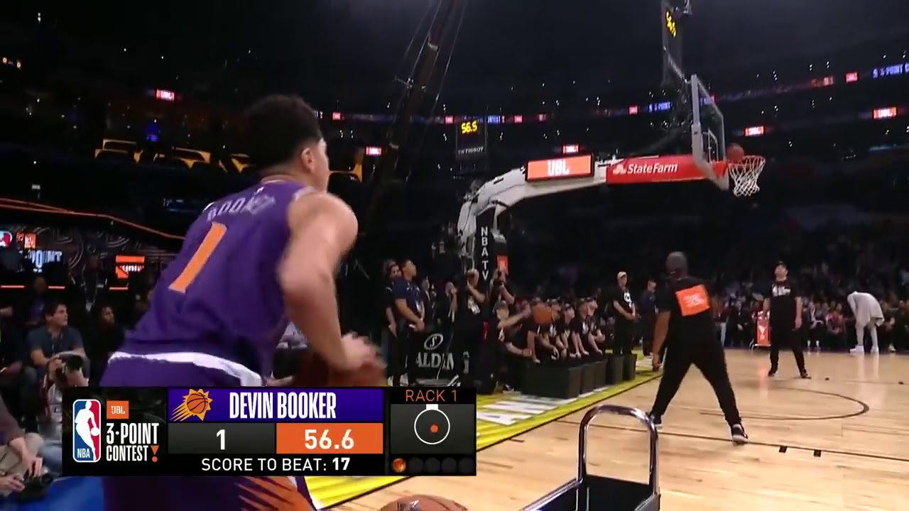 Devin Booker sets NBA 3 point record!! 28 pts in one round - YouTube