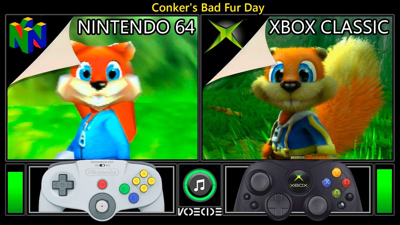 Conker's Bad Fur Day (Nintendo 64 vs Xbox Classic) Gameplay Comparison ...
