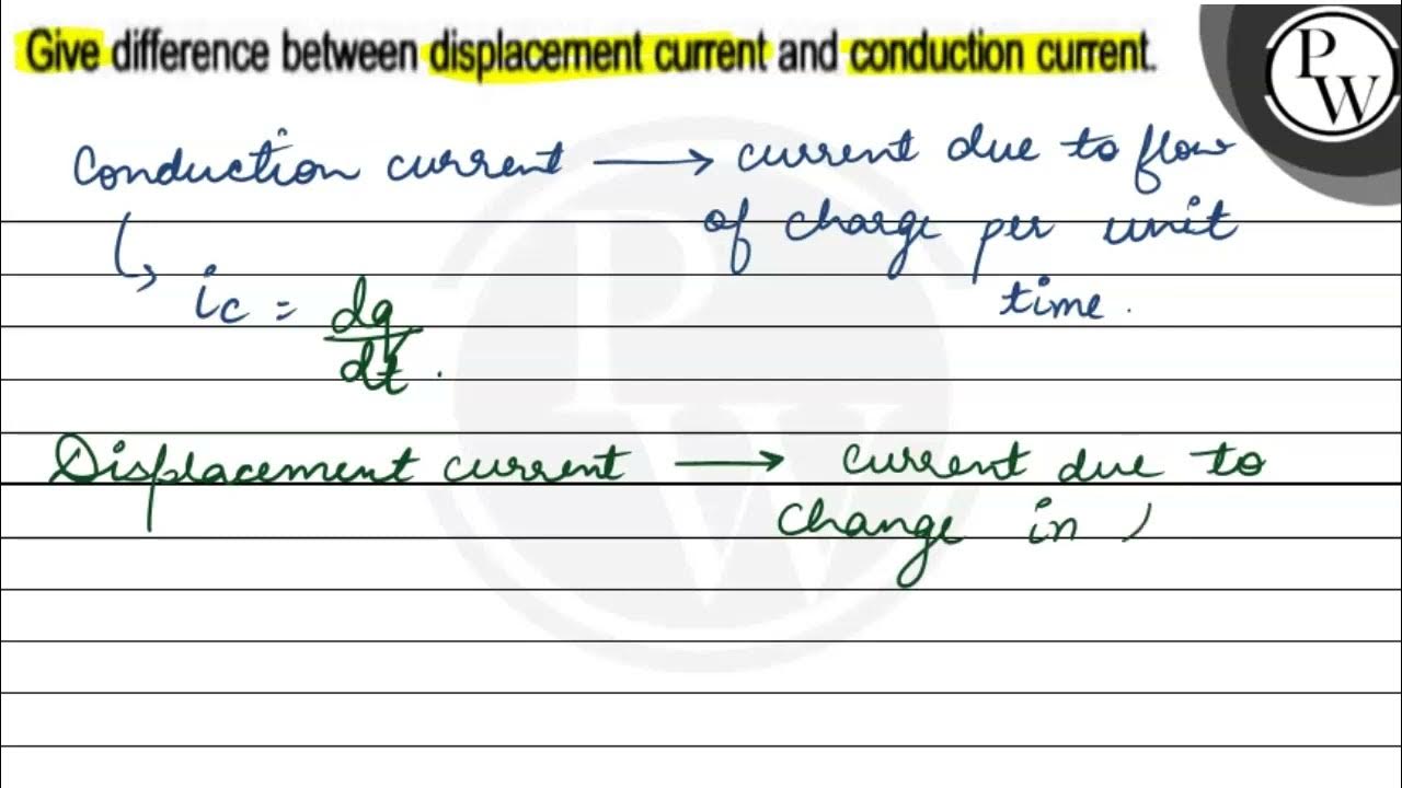 Give difference between displacement current and conduction current. W - YouTube