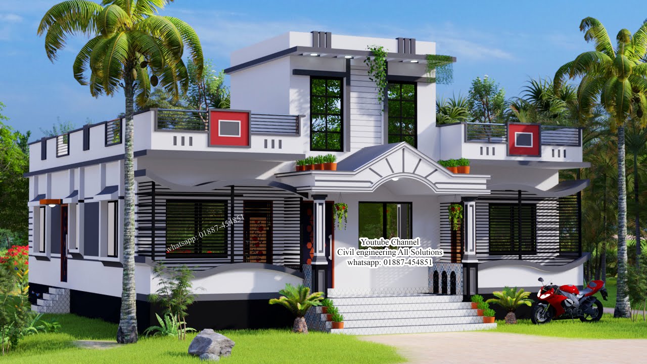 ৪ বেডরুমের বাড়ির ডিজাইন ও খরচ। 4 bedroom house design। Village house ...
