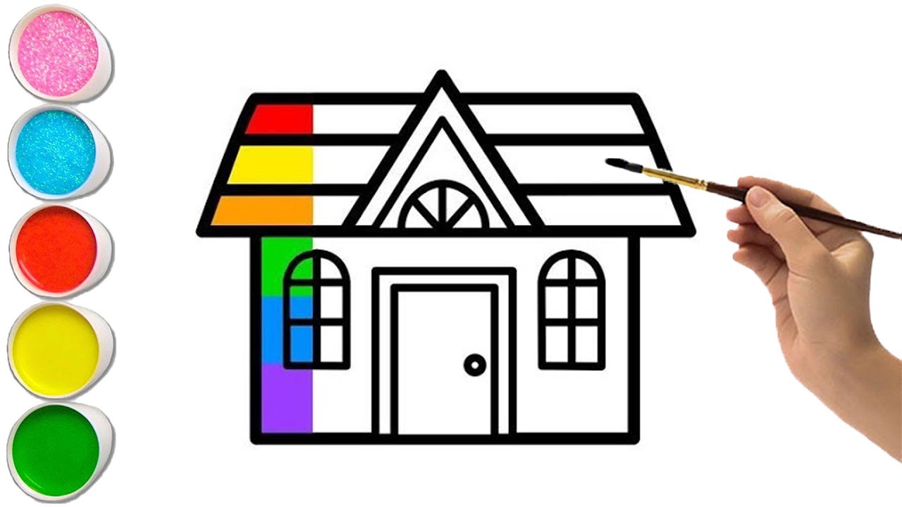 How to Draw House from Shapes || Step by step Easy House Drawing for ...