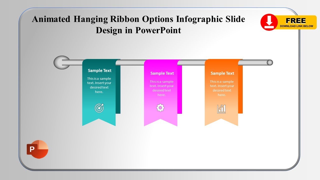 Animated Hanging Ribbon Options Infographic Slide Design in PowerPoint ...
