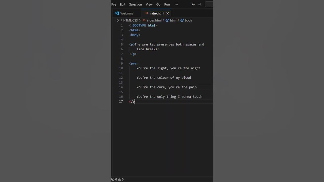 Html code for pre tag for spaces and line break #html #coding #webdevelopment #website #css ...
