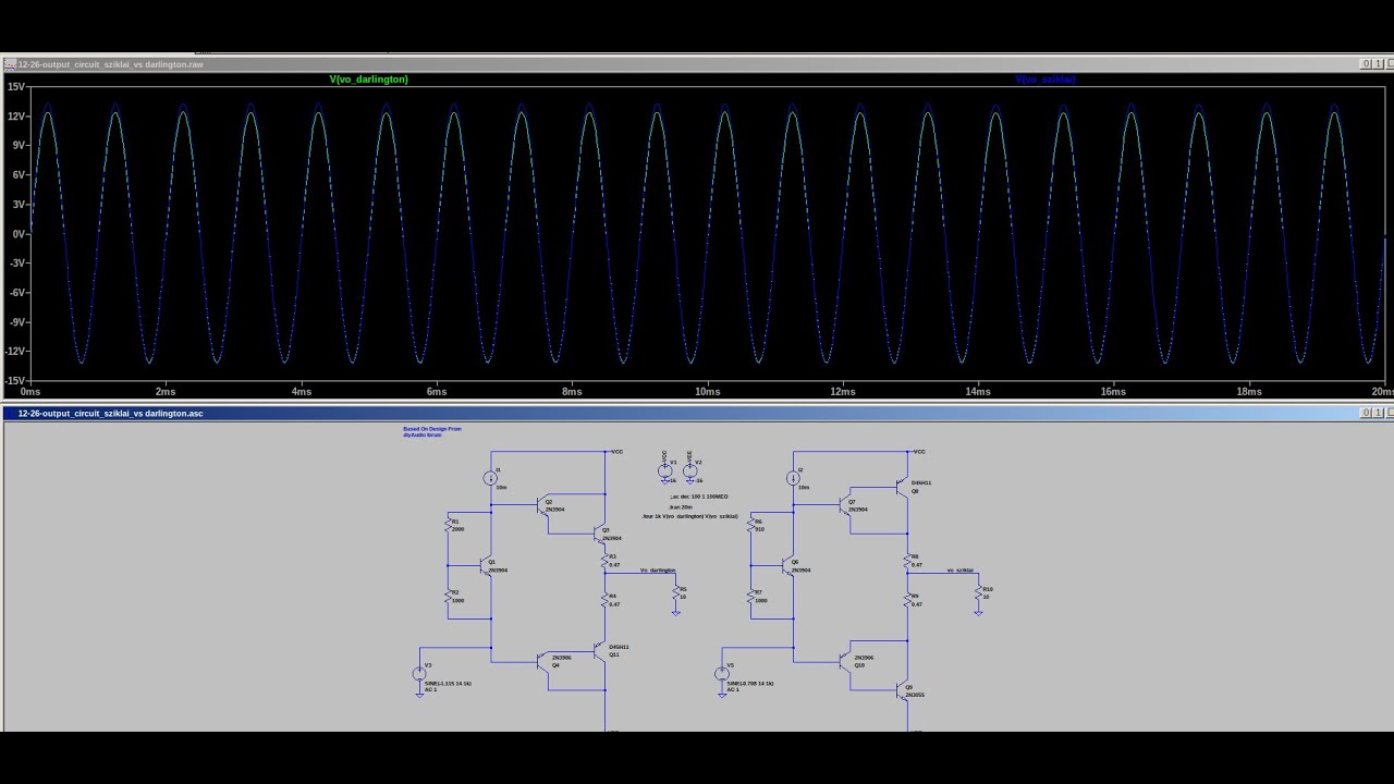 Electronic Basic 1:LTSpice Design And Simulate Darligton and Sziklai Transistor Pair Push-Pull ...