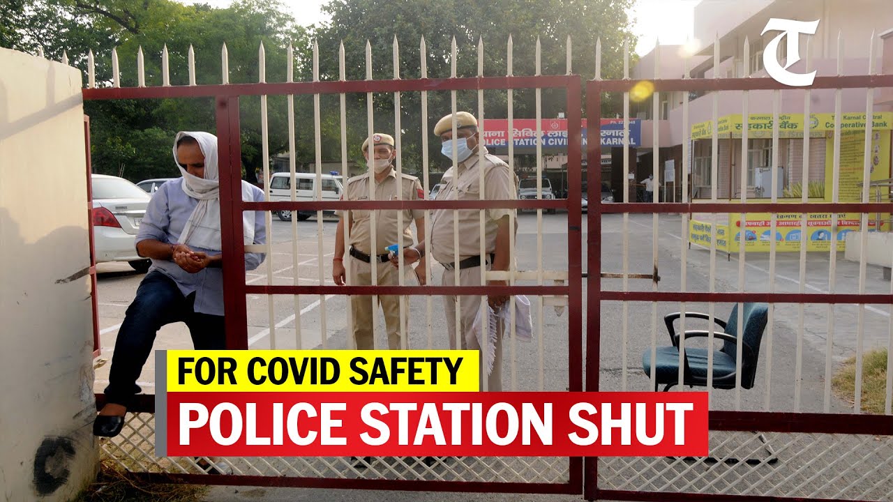 For safety of cops, police station gates shut in Karnal - YouTube