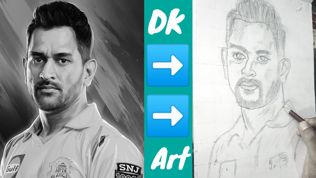How to make MS Dhoni Drawing. DK Art. Dhoni Face #drawing #trending ...