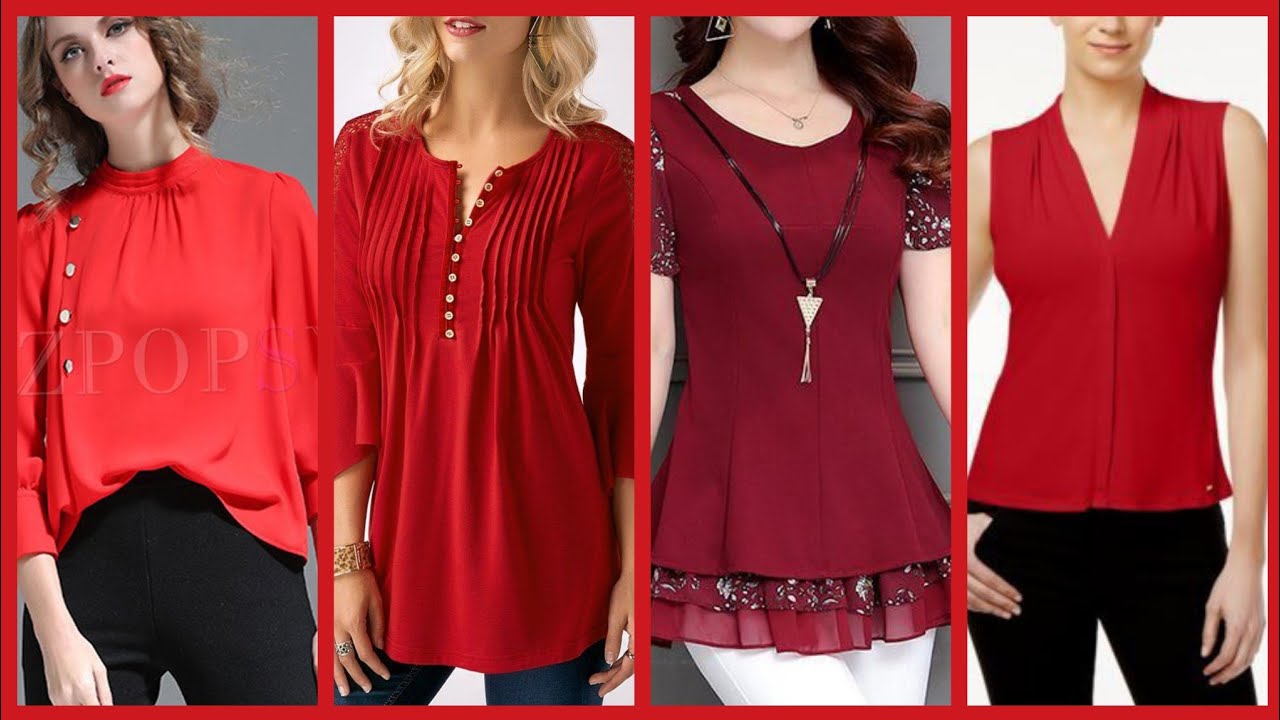 Gorgeous and trendy Red color casual wear blouses design ideas for ...