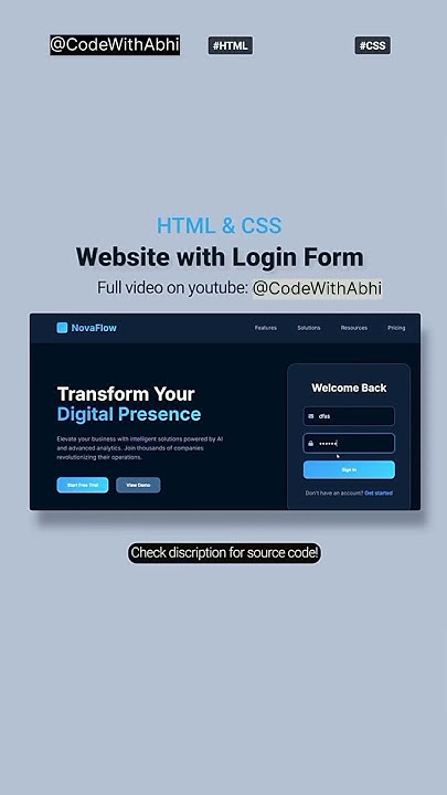 Create website with login Form#trending #coding #shorts #youtubeshort #webdevelopment #htmlcss # ...