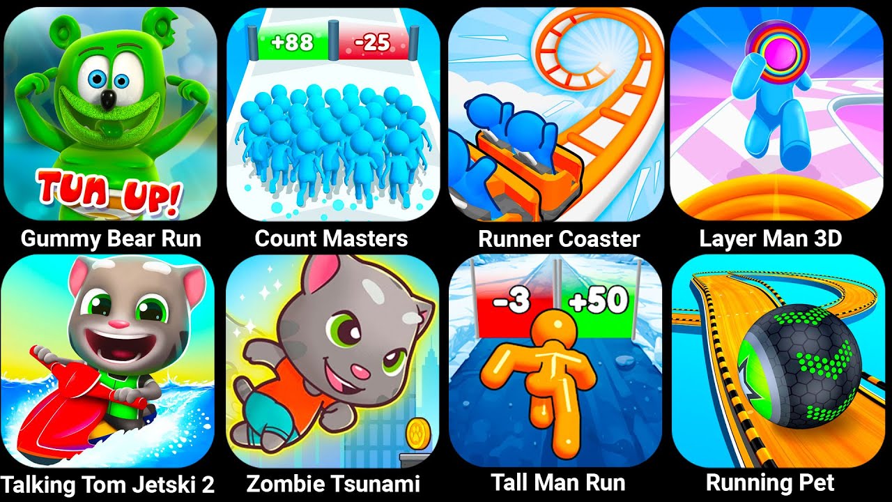 Gummy Bear Run, Sonic Dash, Talking Tom Blast Park, Run And Gun, Tom ...