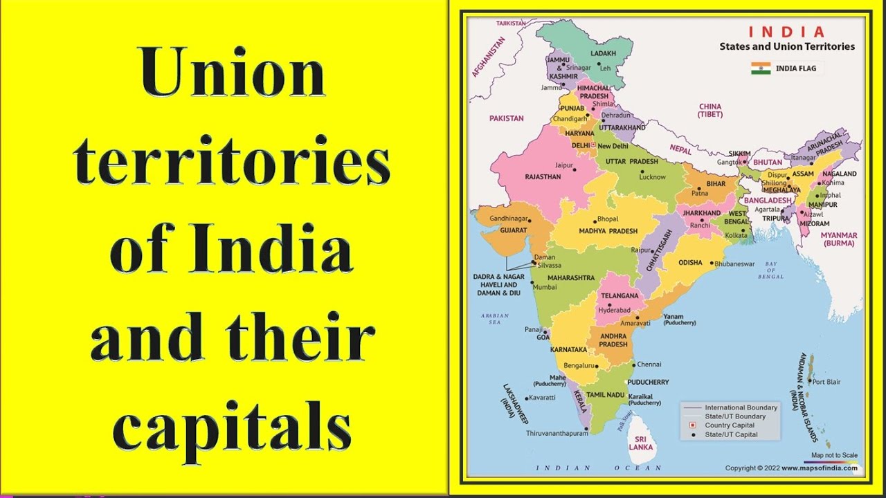 Map - Union territories of India and their capitals - YouTube