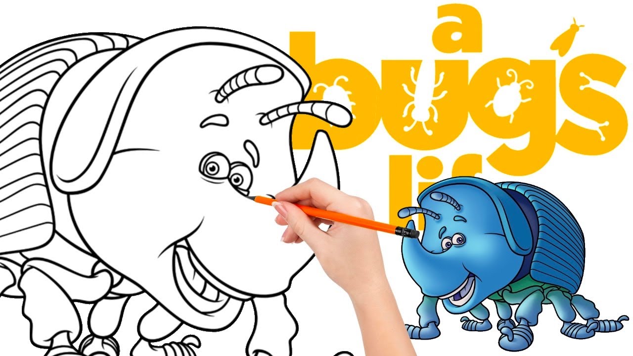 How to draw Dim, a rhinoceros beetle - A Bug's Life - YouTube