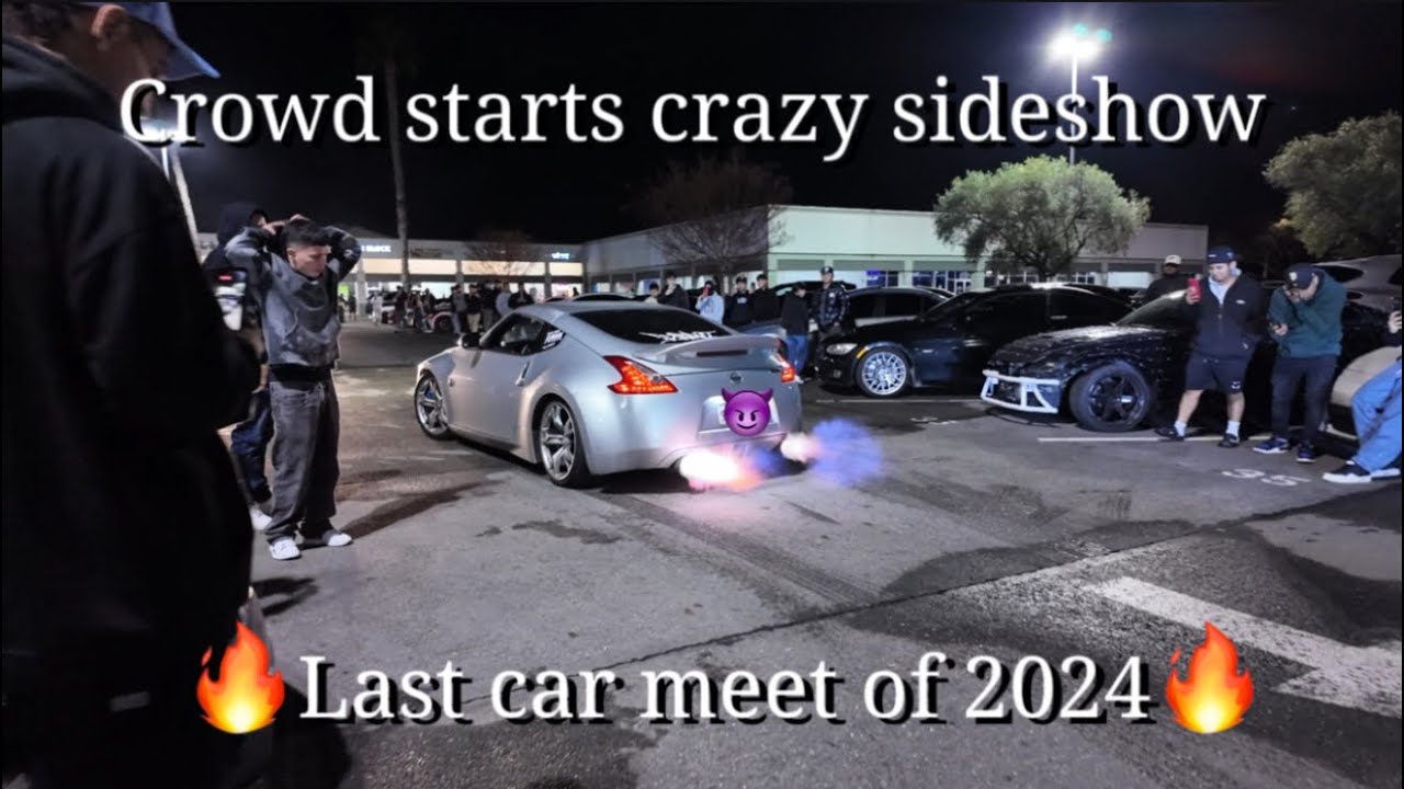 Crowd starts crazy sideshow for end of the year car meet 2024 😈🏎️🔥 ...