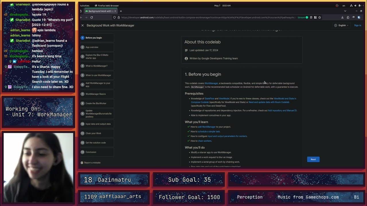 Learning Kotlin and Android Studio: WorkManager | VOD 5.7.24 - YouTube