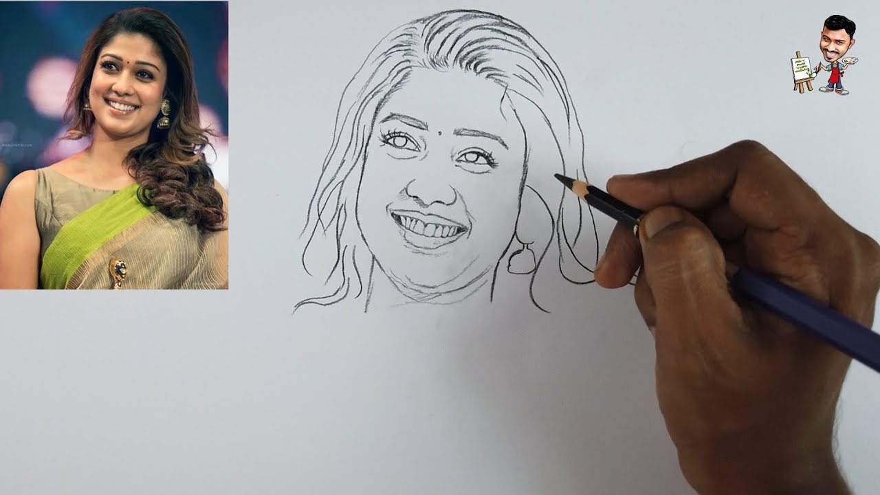 nayanthara outline drawing video - YouTube