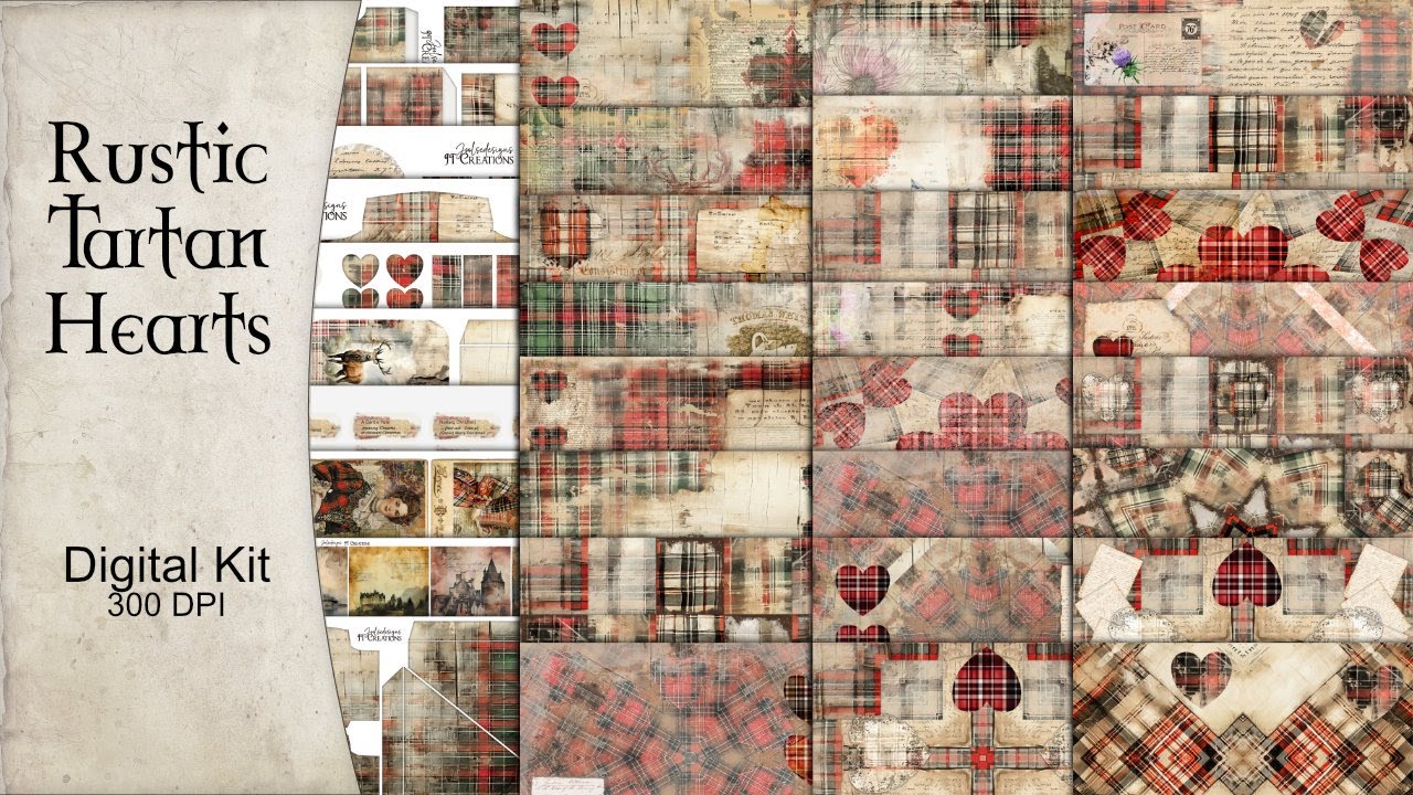 Rustic Tartan Hearts digital - YouTube