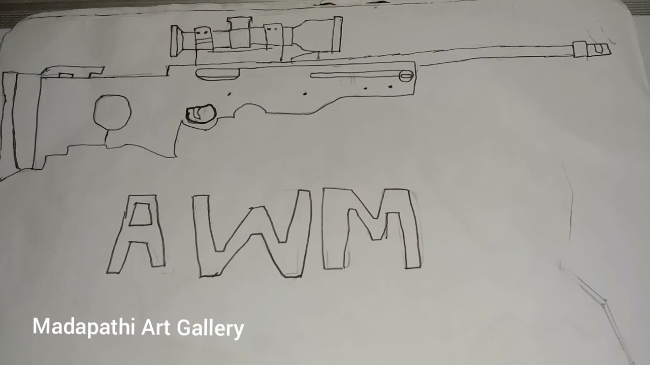 How To Draw AWM Gun Drawing l Madapathi Art Gallery - YouTube