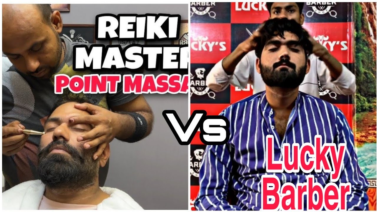 No Talk Massage | ASMR Head & Back Massage | Reiki Master vs Lucky Barber | #headmassage #barber ...