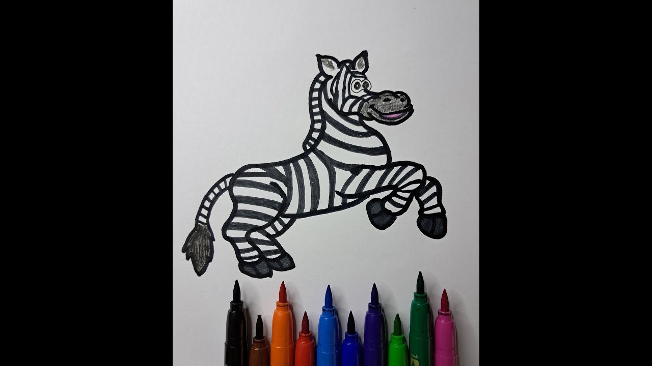 Zebra drawing| Zebra colouring| how to draw zebra with step-by-step for ...