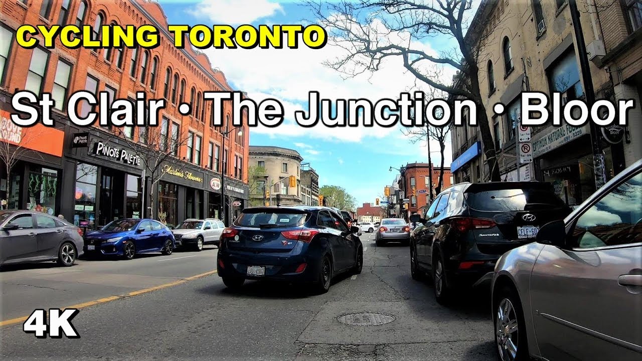 Cycling Toronto - The Junction, St Clair Ave, Bloor Street W [4K] - YouTube