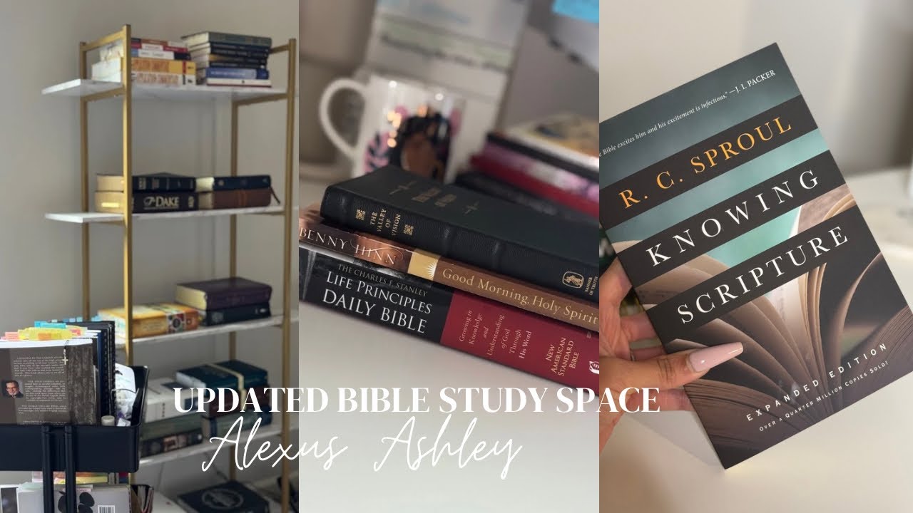My Updated Bible Study Space | New Book Shelf | New Bible Study ...