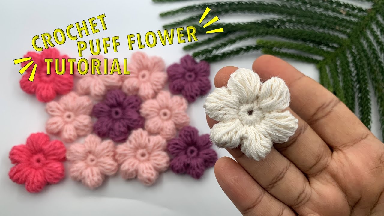 How to Crochet Puff Flower Pattern | Tutorial | Quick & Easy Beginner ...