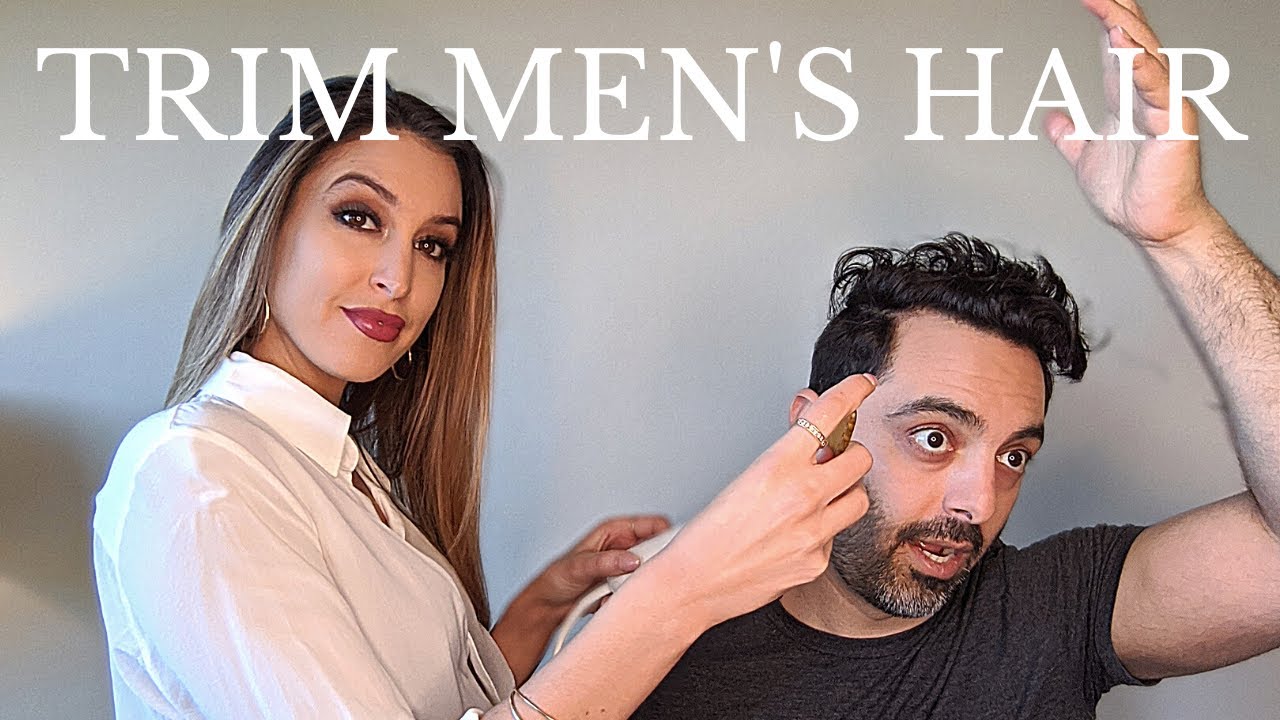 How To Trim Men's Hair at Home. Professional Stylist Trims Boyfriend's ...