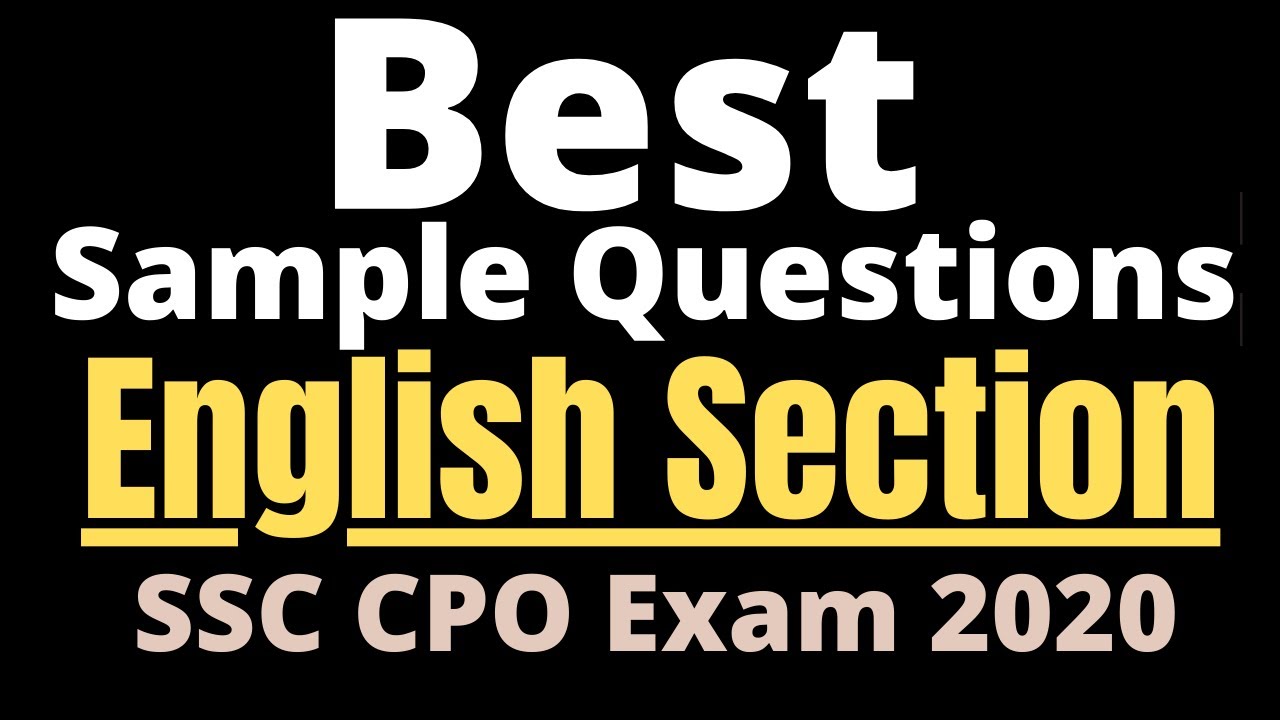 👍🏽 Best Sample Questions for SSC CPO Exam 2020 | SSC CPO English ...