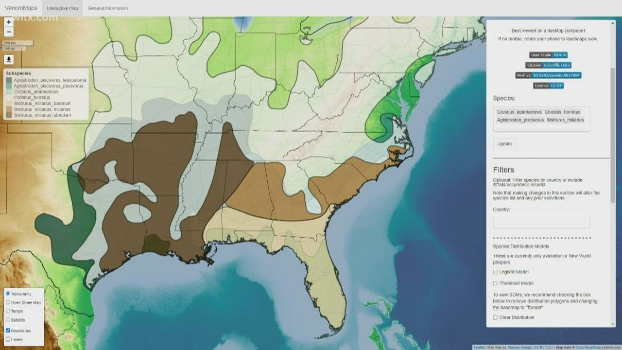 Clemson scientist creates venomous snake map - YouTube