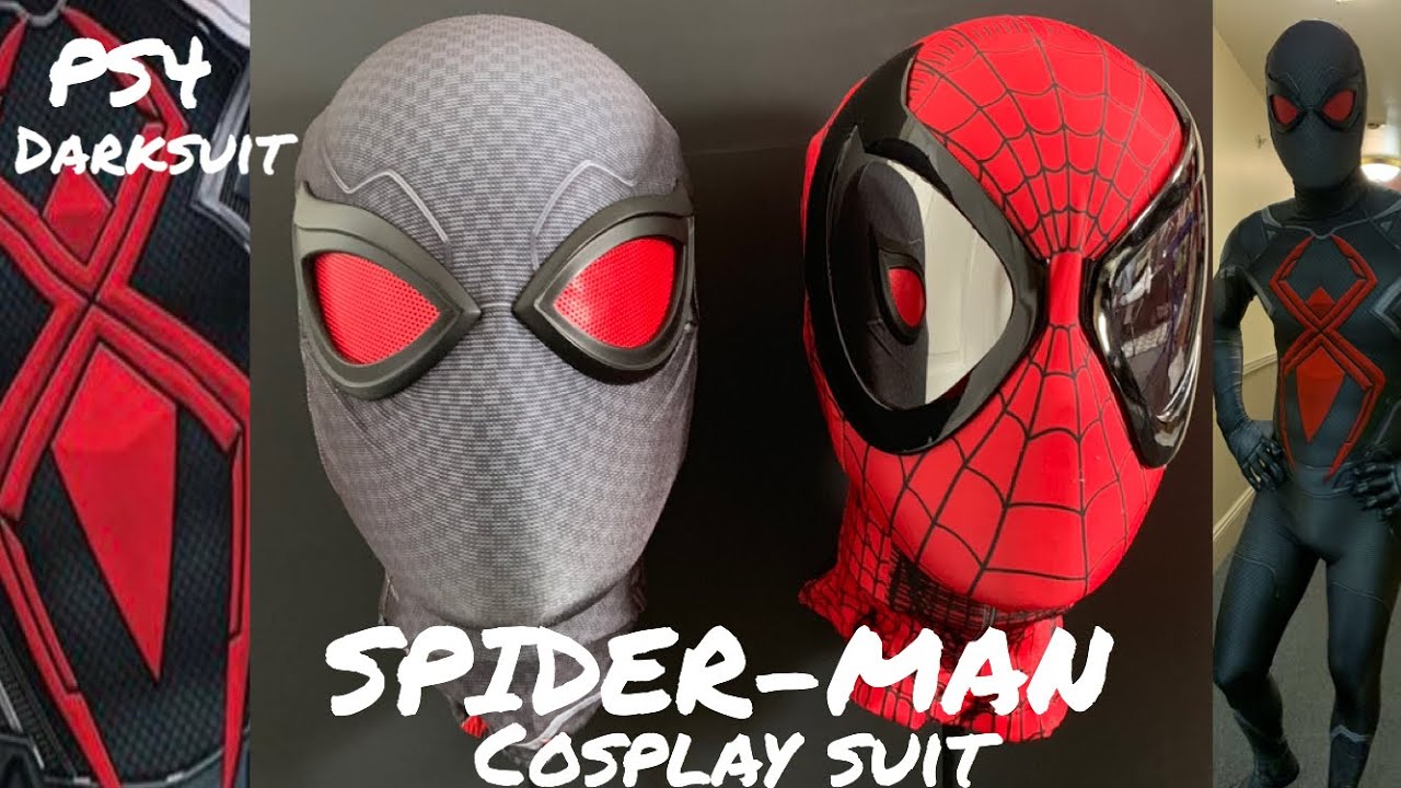 Spider-Man Cosplay PS4 Darksuit face shell, lens and costume unboxing ...