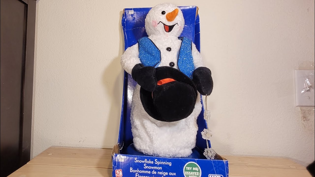Gemmy 2005 animated blue vest Snowflake spinning snowman "snowmiser ...