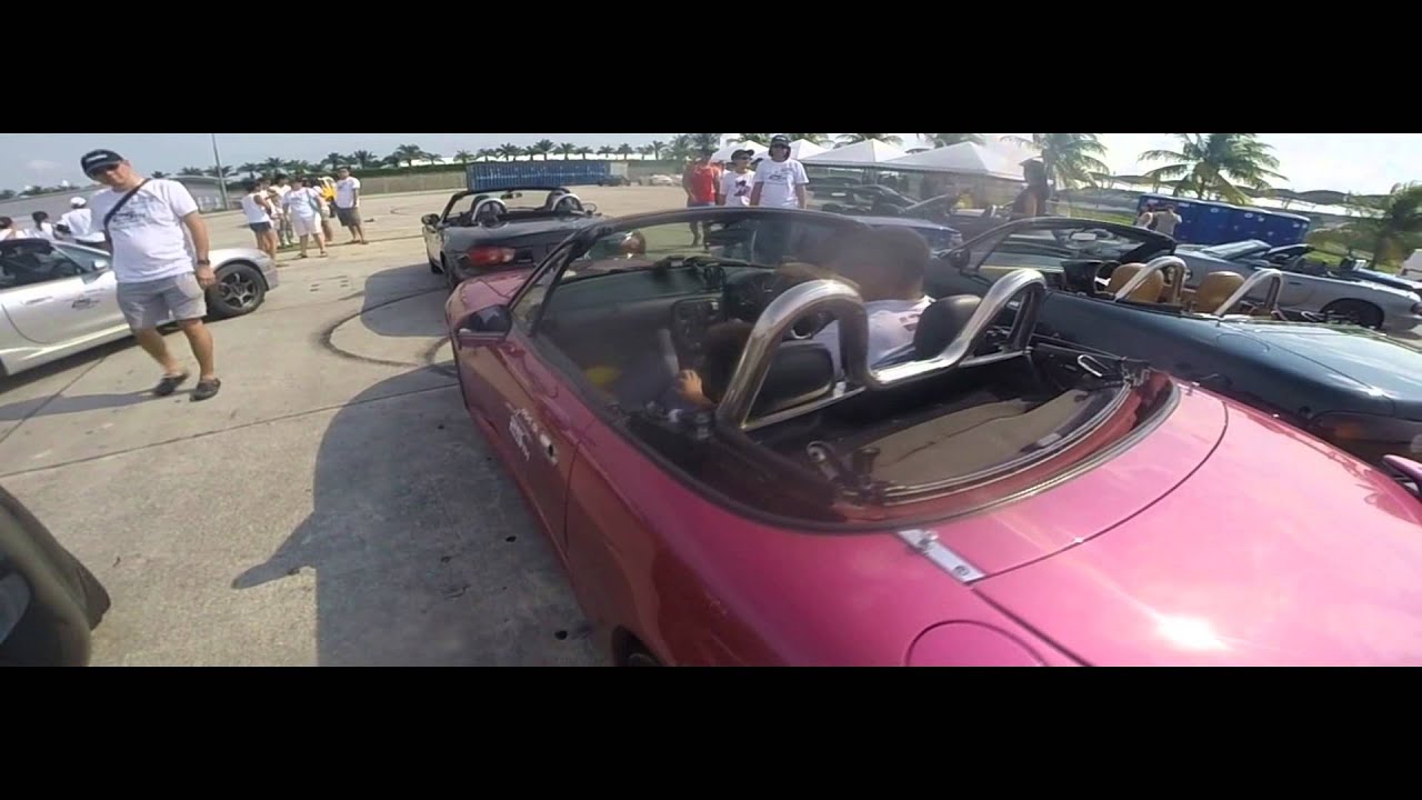 Pink Turbocharged Mazda MX-5 Miata NA little drift session - YouTube