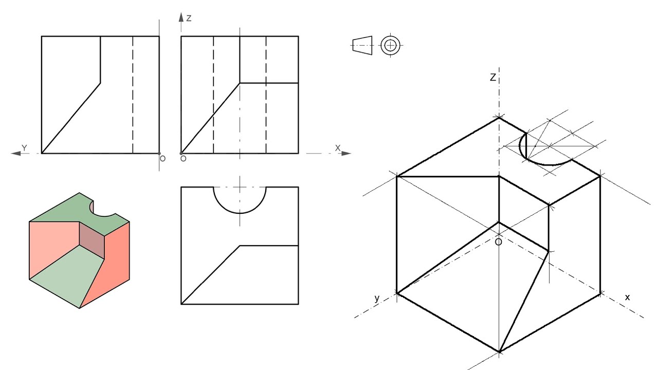 Perspectiva isométrica de pieza definida por sus vistas (EBAU Castilla ...