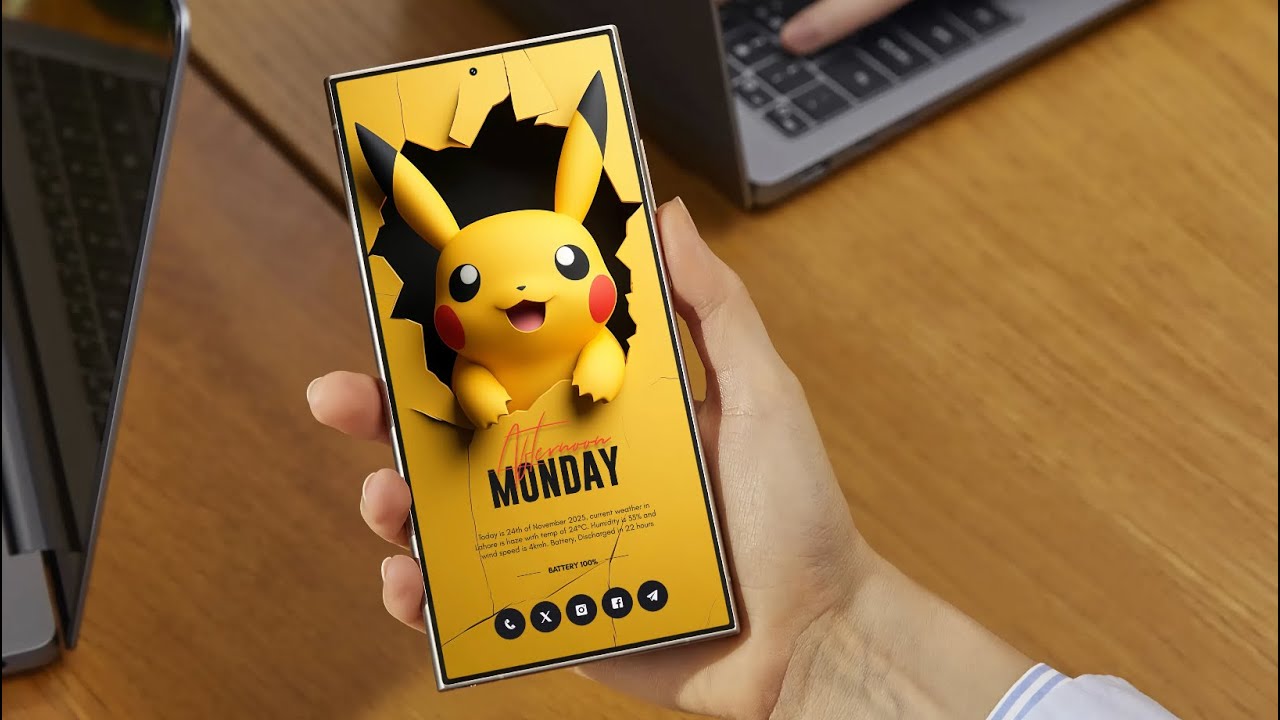 Pikachu Pop-Out Paper Art Nova Launcher Setup | Clean Yellow Minimal ...