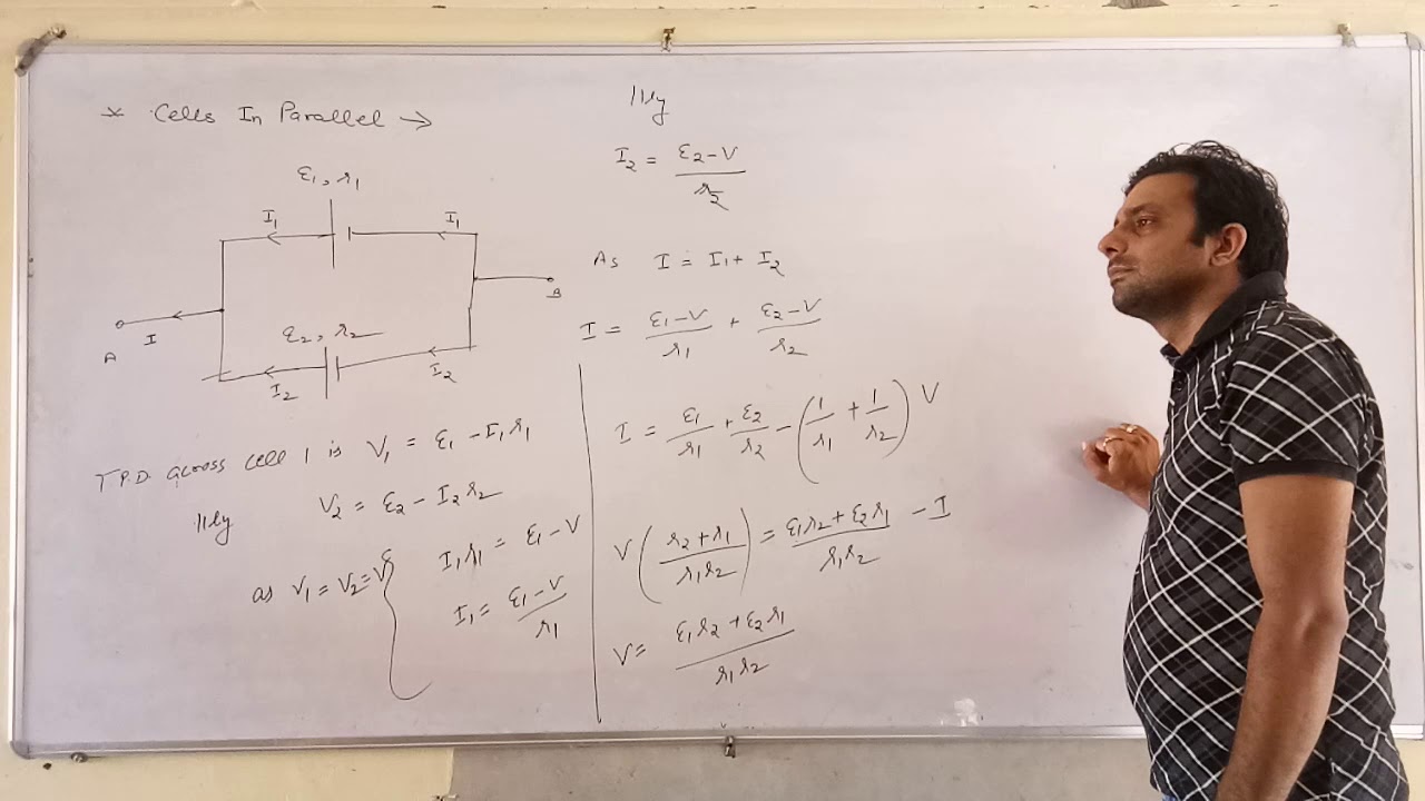Cells in parallel, their equivalent resistance and equivalent emf - YouTube