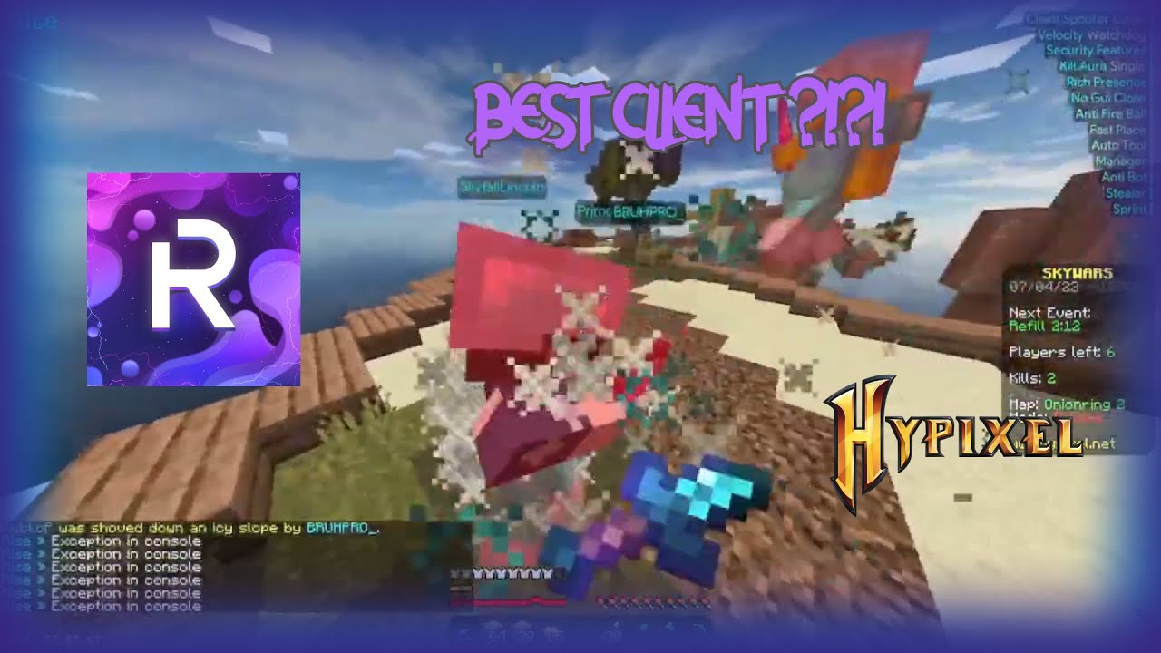 Minecraft Hacked Client Rise 6 - Hypixel - Skywars - YouTube