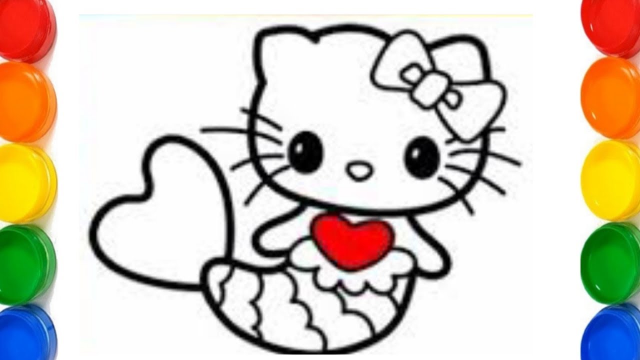 Hello Kitty 😺 mermaid drawing for kids* Cute Kitty Mermaid drawing ...