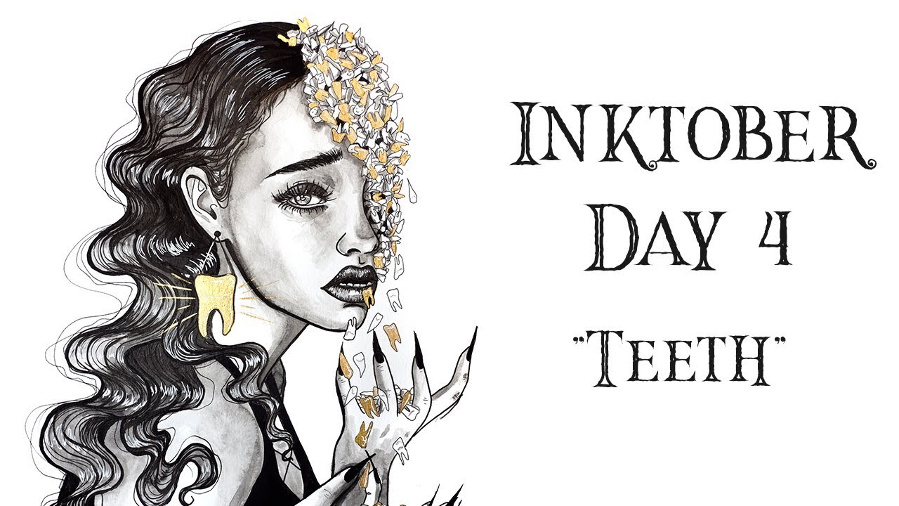 Inktober 2019 Day 4 - "Teeth" Time Lapse | Jessica Lauser - YouTube