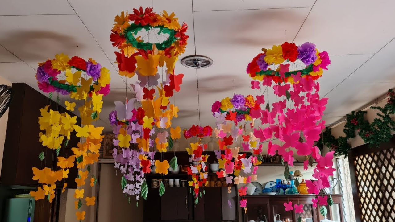 D.I.Y | Paper butterfly hanging craft - YouTube