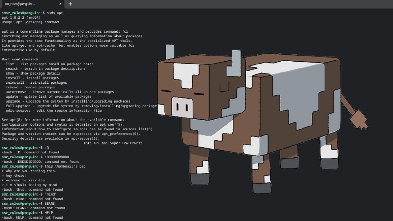 Super Cow Powers - Linux Easter Egg - YouTube