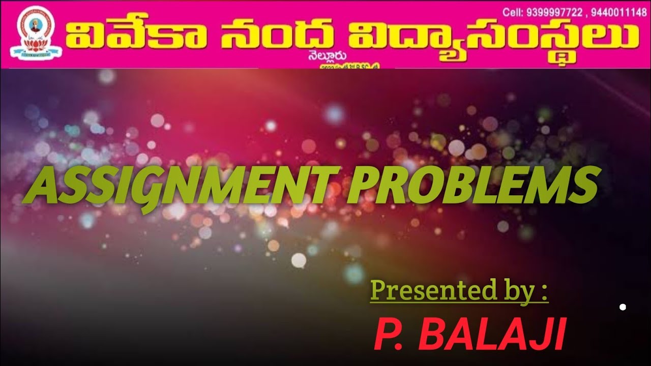 Assignment Problem Youtube 3212