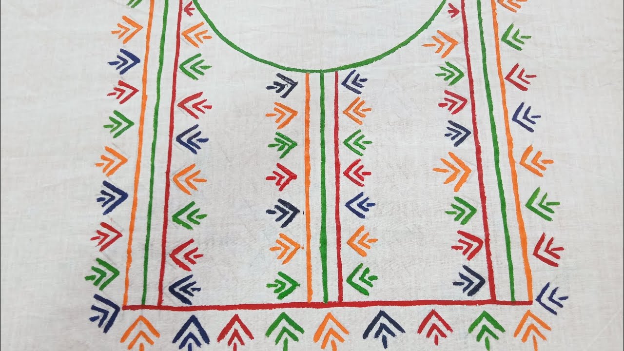 Unique hand painting neck design tutorial 2023/neck design/Hand paint ...