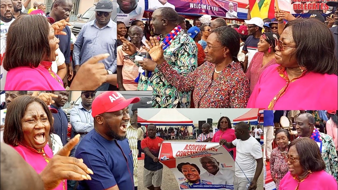 Asokwa MP Mama Pat leads the crowd to sing "Alan Cash Aduru Woso" - YouTube