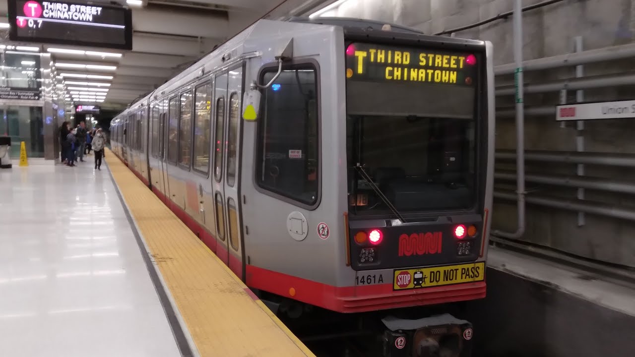 SF Muni 1998 Breda LRV2 #1461 on Route T Third Street - 2-Car Train ...