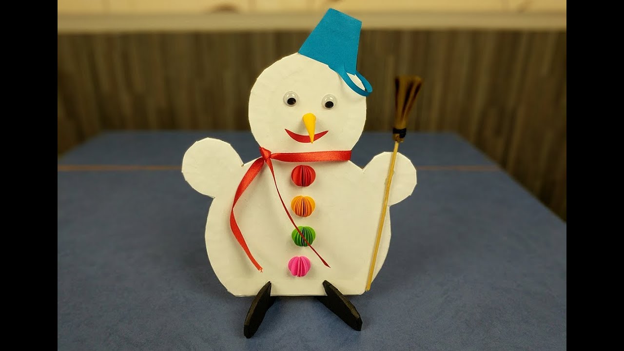 Снеговик из бумаги. Новогодний декор своими руками. DIY snowman from ...
