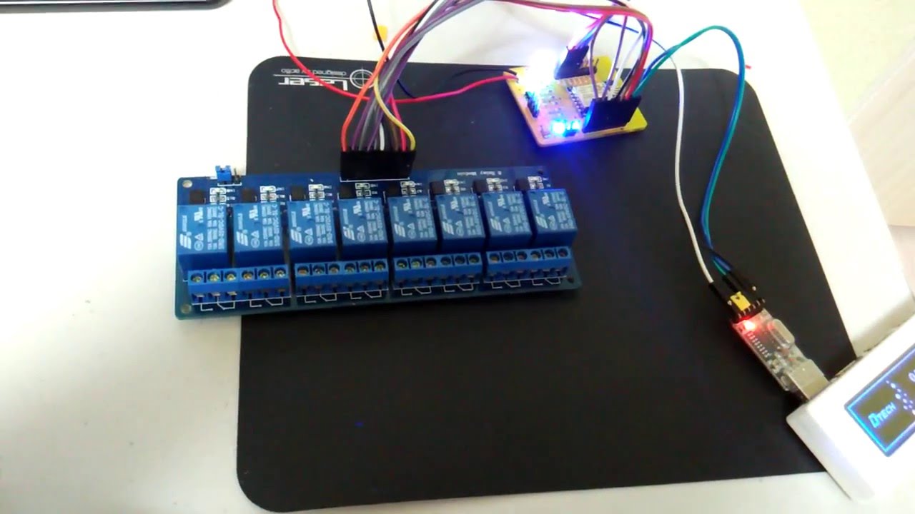 esp12 with 8 channel relay - YouTube