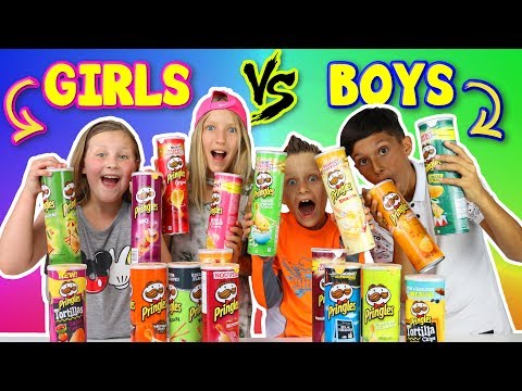 GIRLS vs BOYS Pringles Challenge!!!