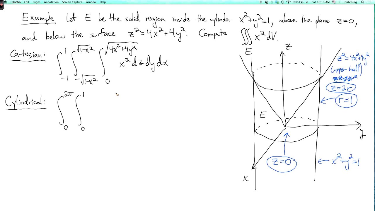 Multivariable calculus 3.4.2: Cylindrical coordinates example #1 - YouTube