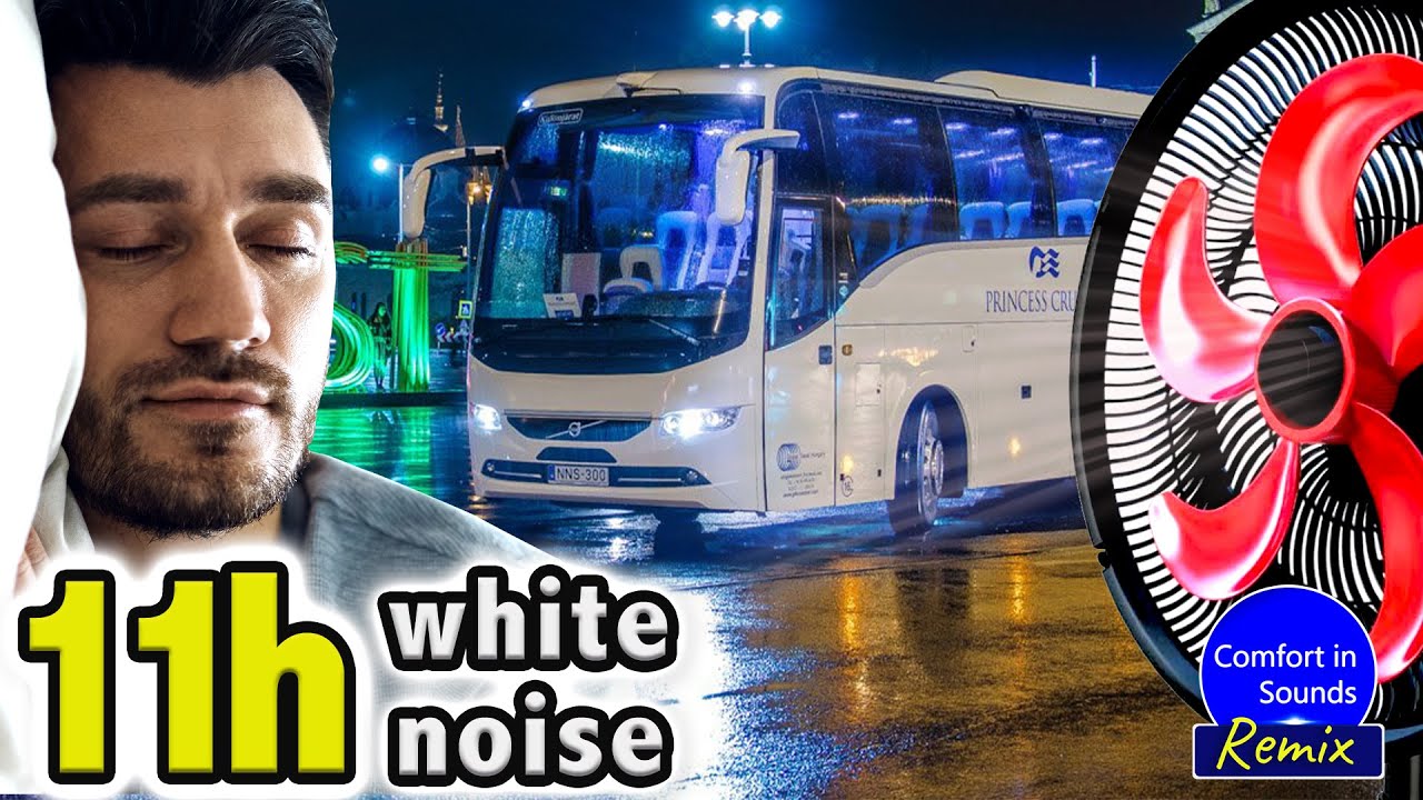 Night Bus Ride Sound (NO mid ADS) with Fan Sounds for sleeping ...
