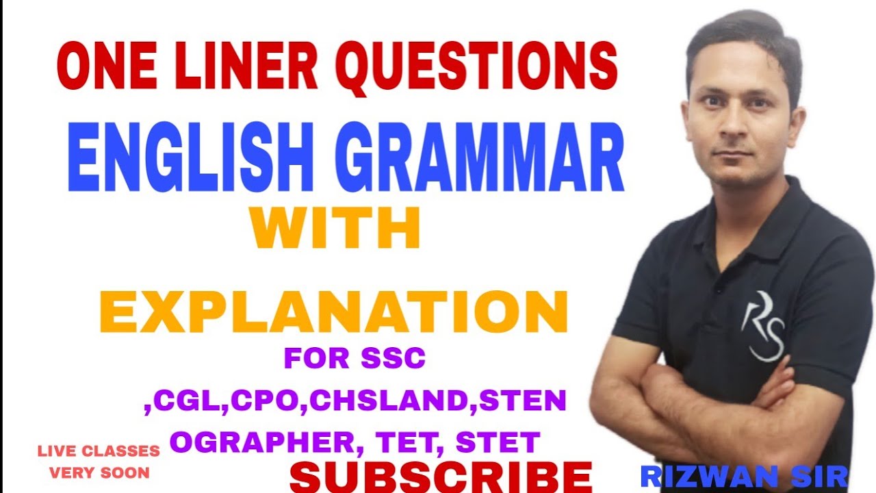 SSC ENGLISH GRAMMAR ONE LINER QUESTIONS FOR KVS NVS AWES TET CTET SBI ...