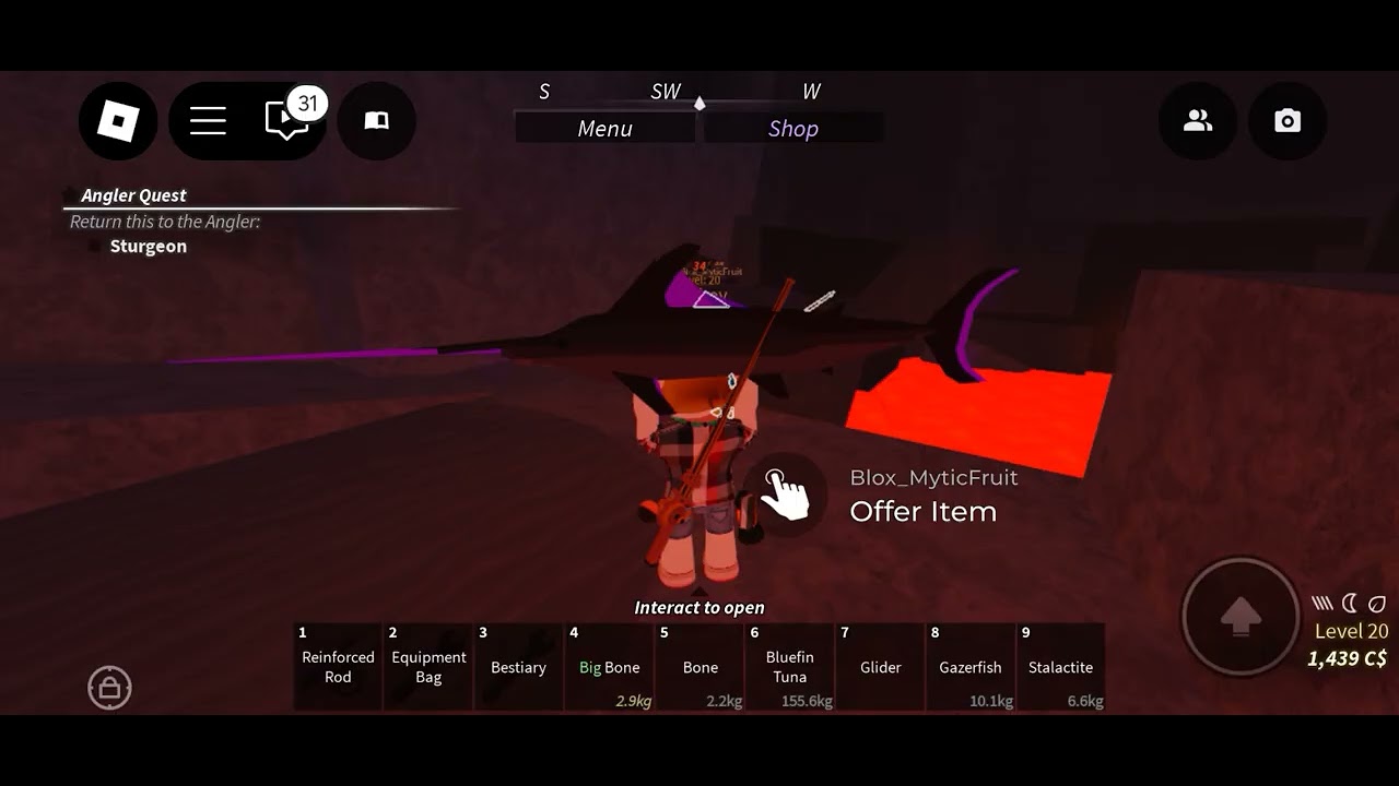 I got obsidian swordfish with my brother #fisch #videos - YouTube